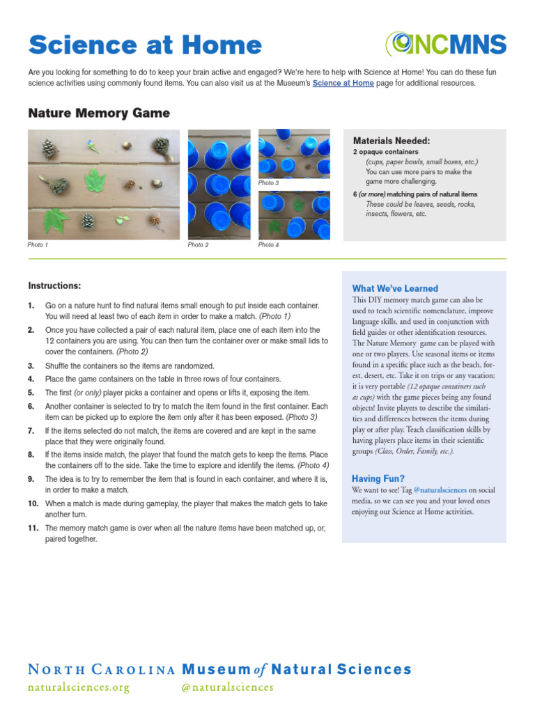 ScienceAtHome Memory Game | PDF