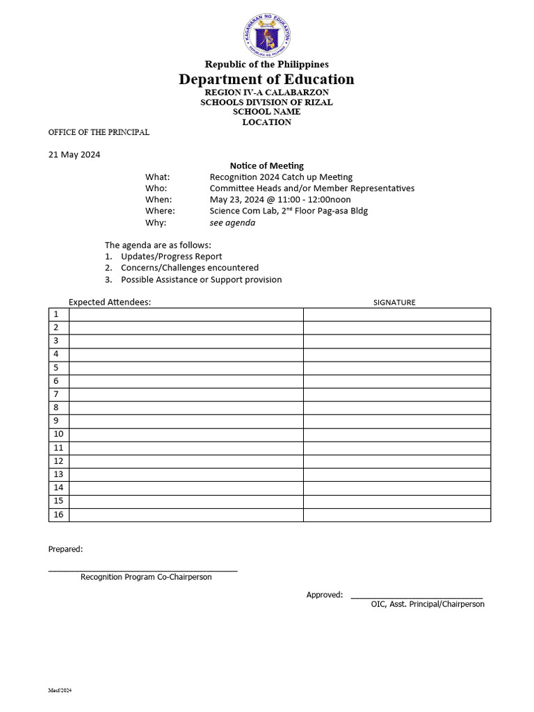 Notice of Meeting Sample | PDF