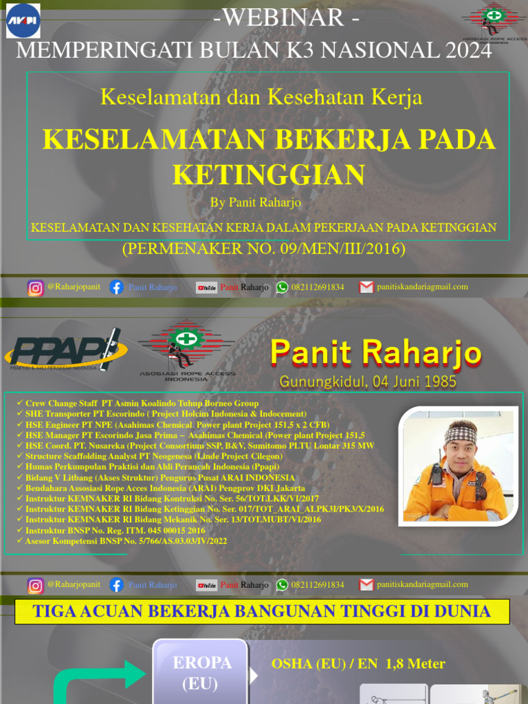 Webinar K3 Keselamatan Bekerja Ketinggian | PDF