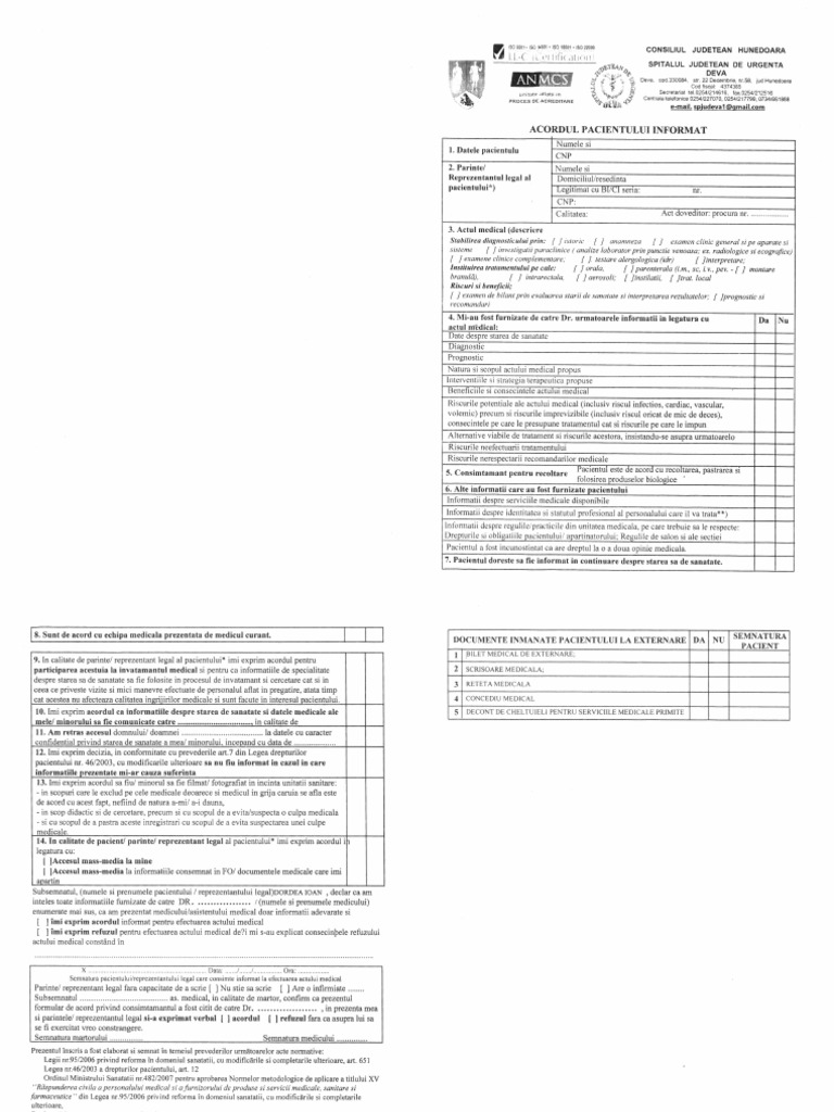 Acord Pacient Informat | PDF