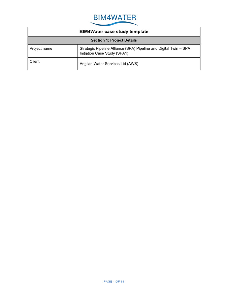 BIM4Water Case Study Anglian Water Spa Pipeline and Digital Twin - CS1 ...