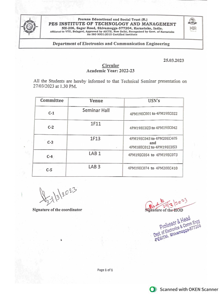 Seminar Circular | PDF