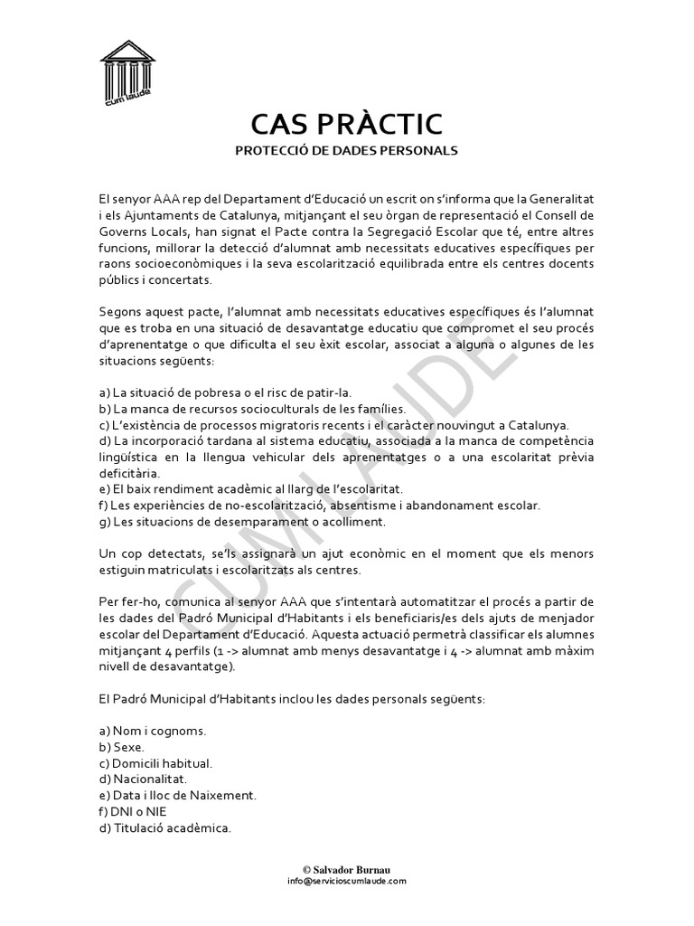 2.1-CAS PRÀCTIC Protecció de Dades (18-03-23) | PDF