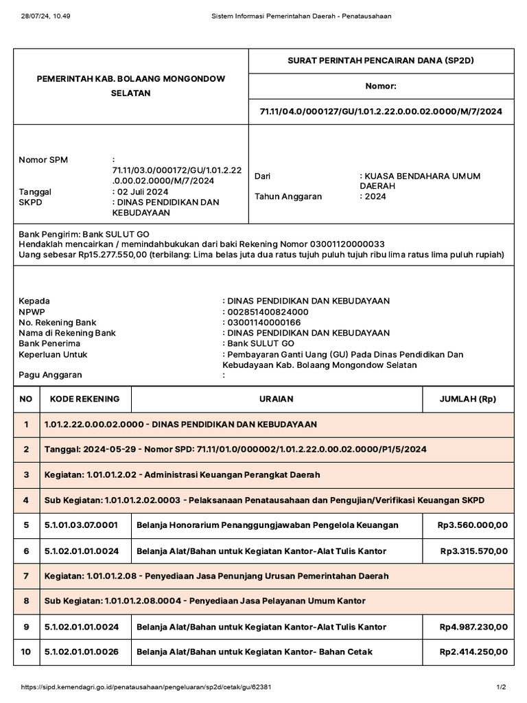 SP2D 127 (Dau) | PDF