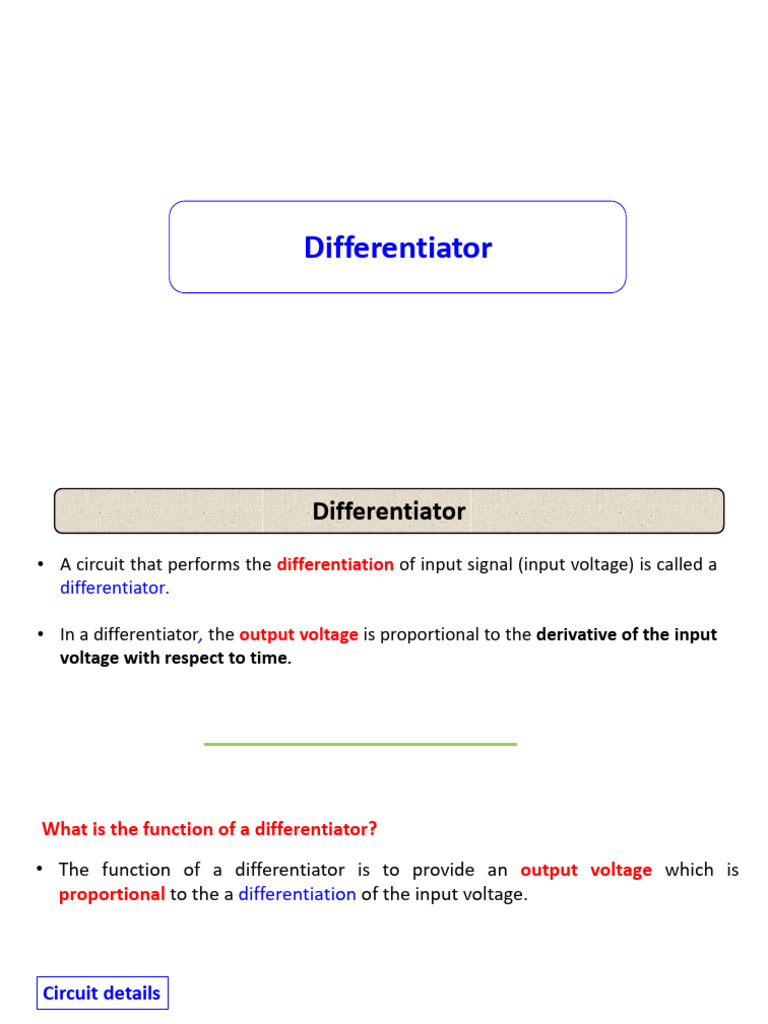 Unit-III Differentiator | PDF | Operational Amplifier | Amplifier