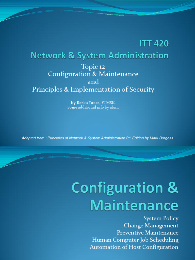Topic12-Configuration Maintenance and Principles Implementation of Security Abmt | PDF ...