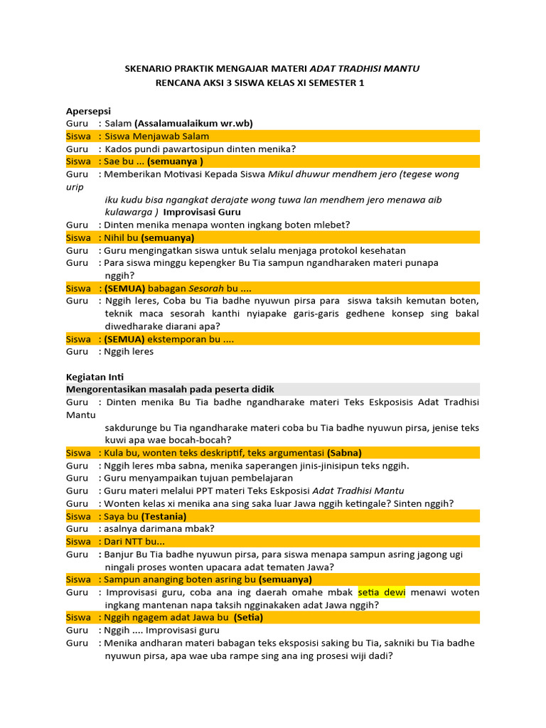 Skenario PPL Materi Adat Tradhisi Mantu | PDF