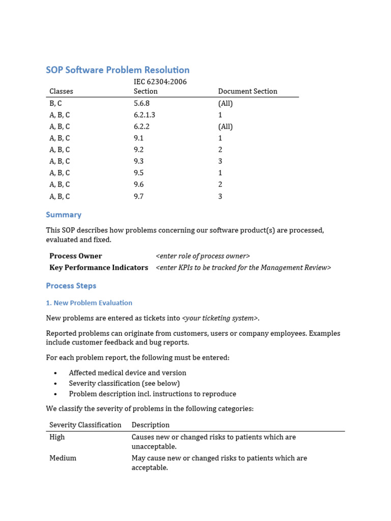 Sop Software Problem Resolution | PDF | Software Bug | Verification And Validation