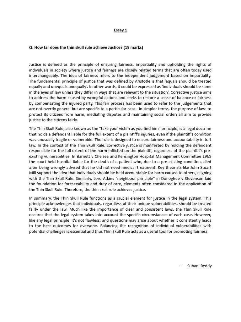 Thin Skull Rule and Justice Explained | PDF | Justice | Crime & Violence