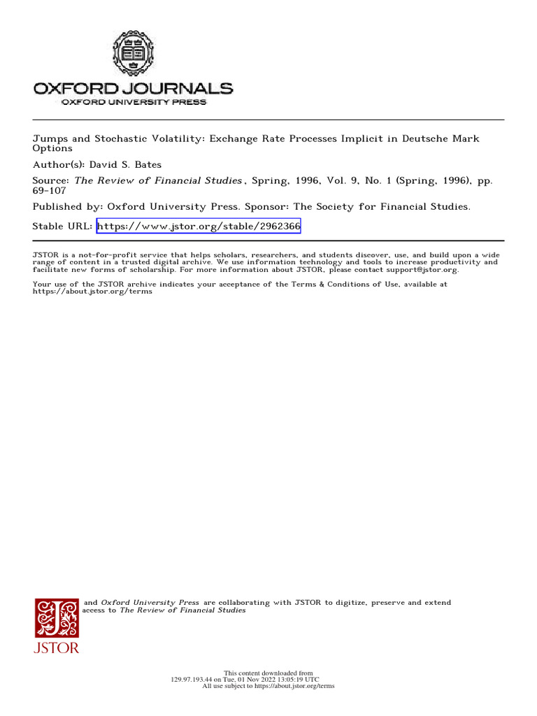 Bates | PDF | Option (Finance) | Volatility (Finance)