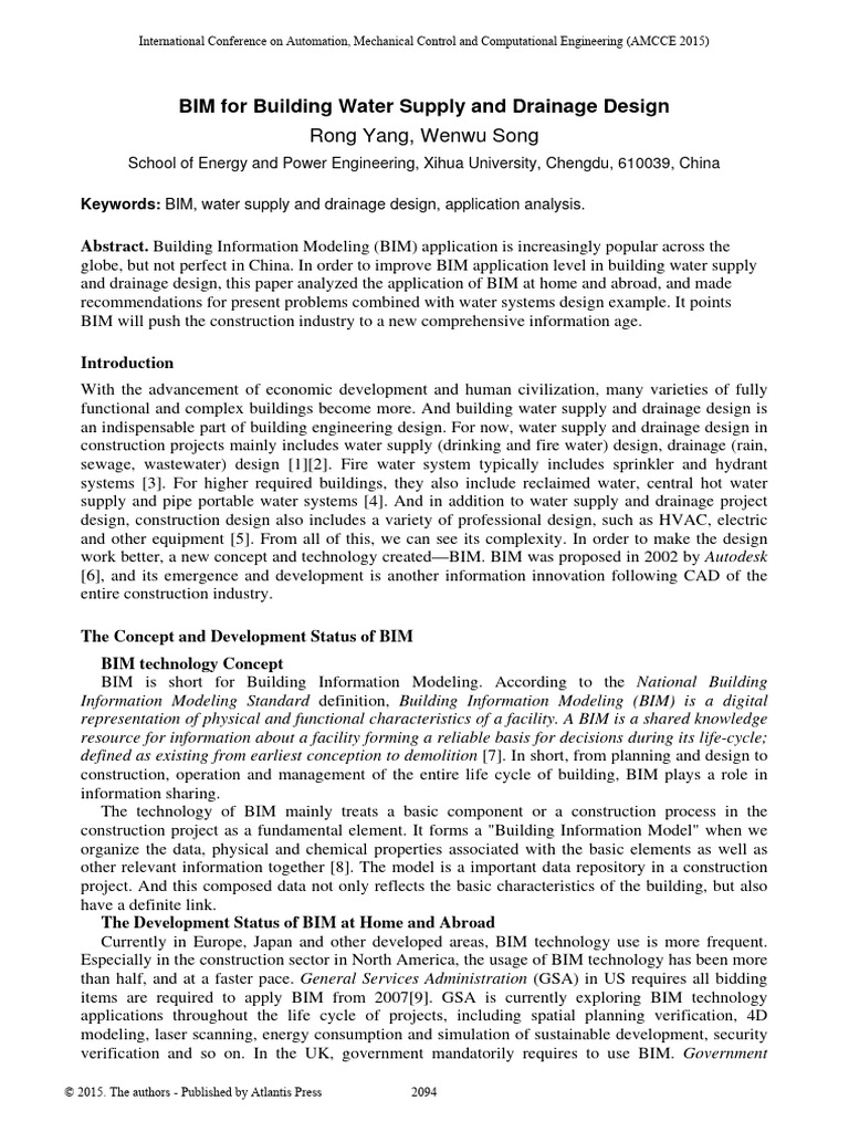 BIM For Building Water Supply and Drainage Design | PDF | Building ...