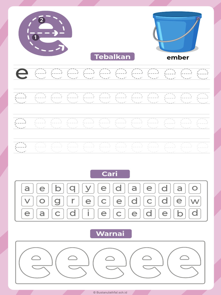 Worksheet Menebalkan Huruf e | PDF