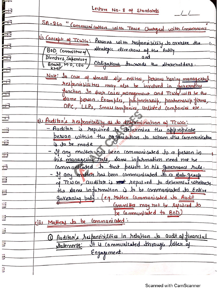 Lecture 15 - Standards On Auditing (SA 260, 265 and 299) | PDF
