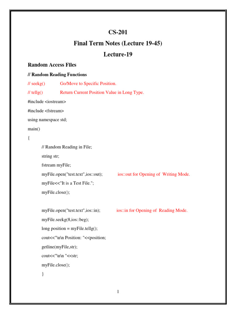 Cs 201 Final Term Notes Pdf Namespace Integer Computer Science 1734