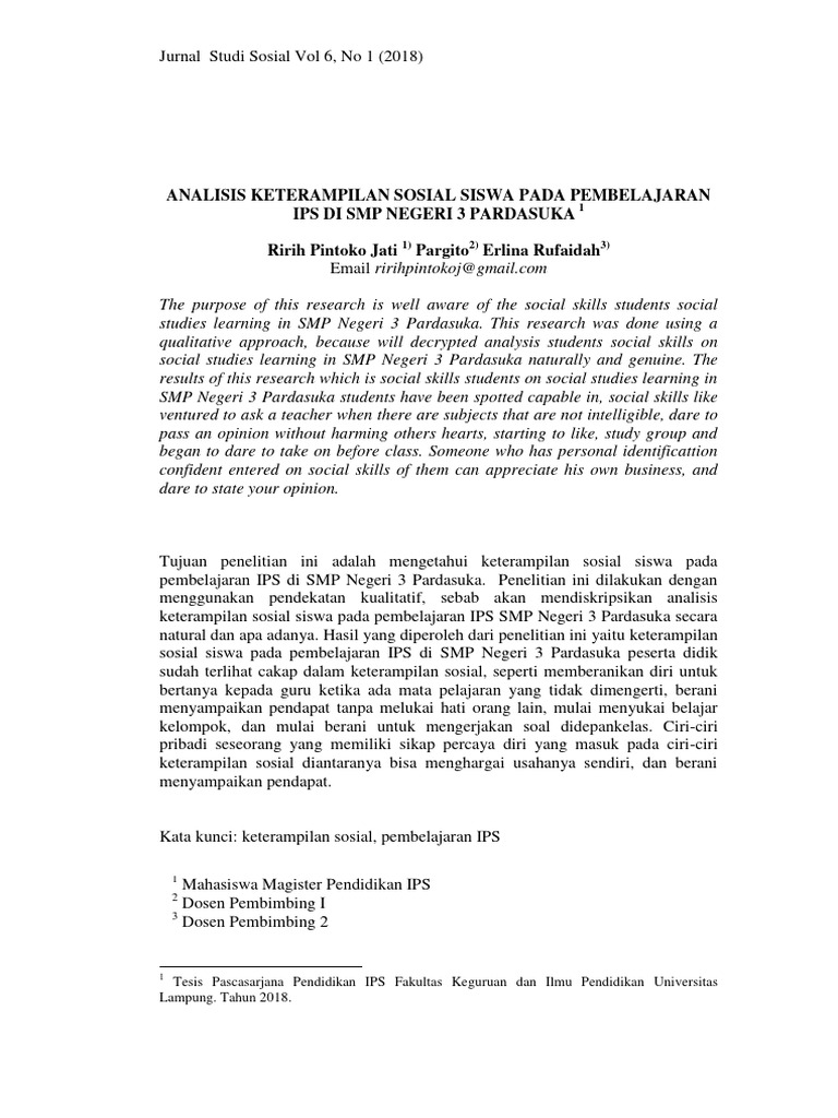 Keterampilan Sosial Siswa IPS SMP 3 | PDF