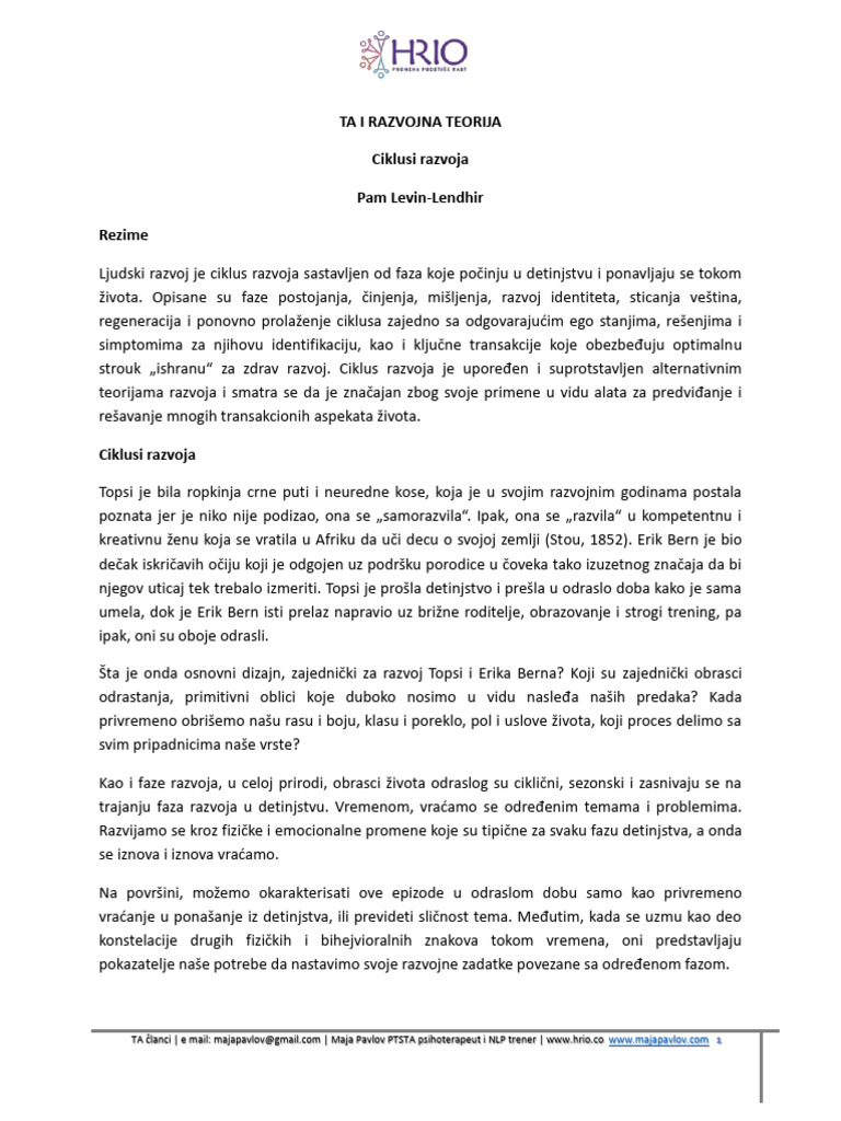 Pam Levin-Ciklusi-razvoja | PDF