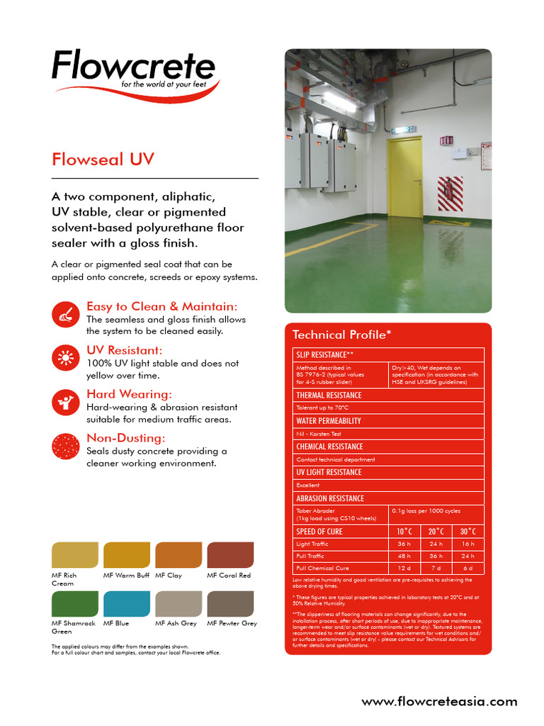 Flowcrete Asia Flowseal Uv May2020 Tds | PDF | Ultraviolet | Concrete