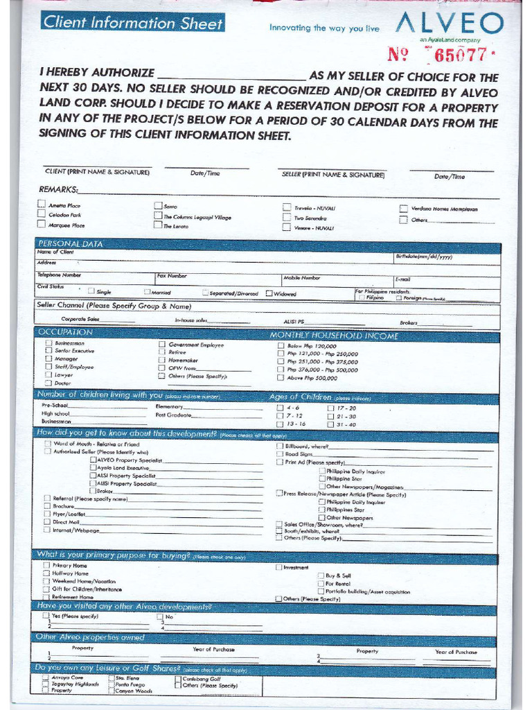 Client Information Sheet (CIS) | PDF