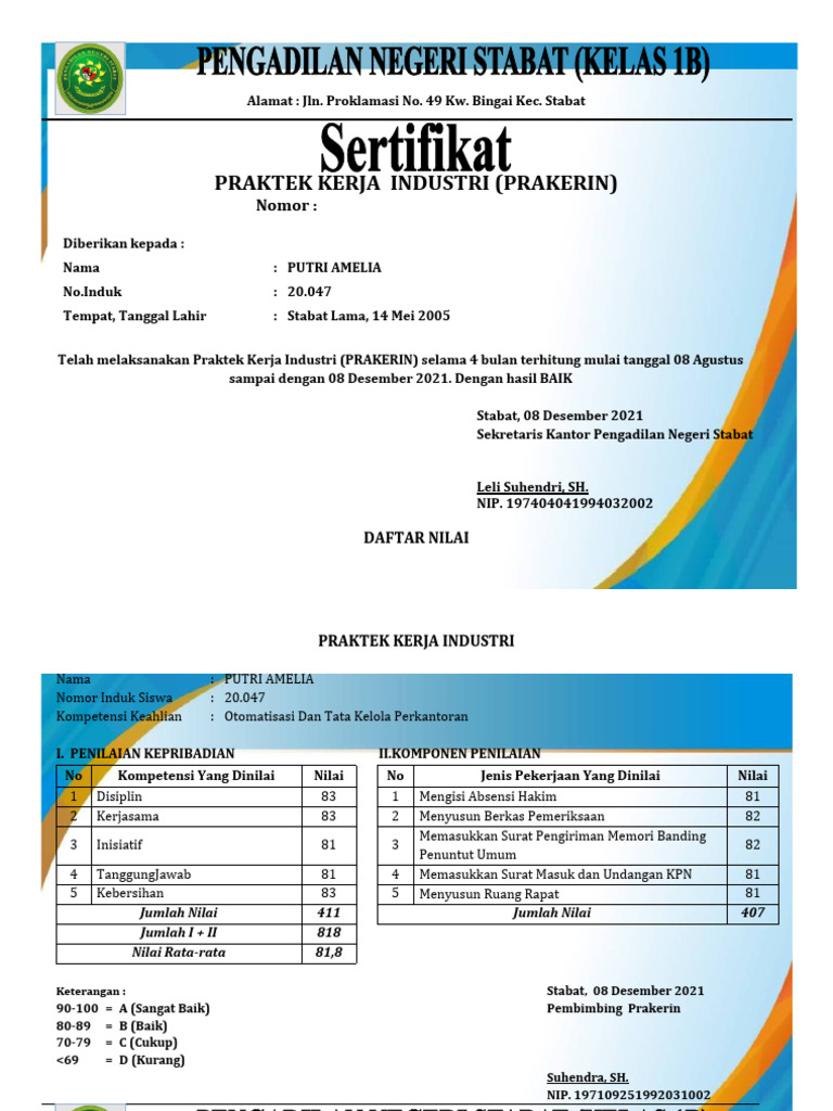 Sertifikat Xii Otkp 2 | PDF
