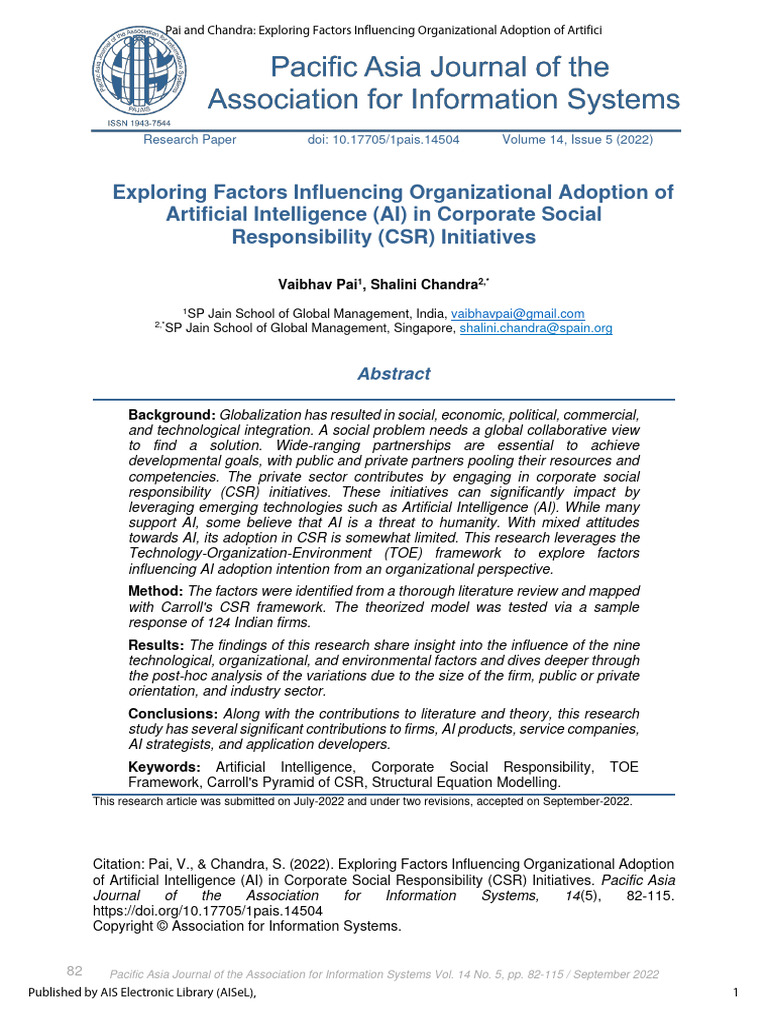 Exploring Factors Influencing Organizational Adoption of Artifici | PDF ... Exploring Factors Influencing Organizational Adoption of Artifici | PDF ...