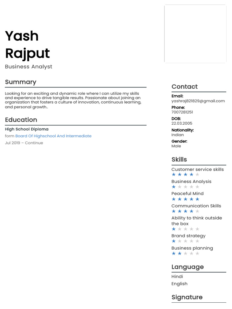 Yash Resume 640 | PDF | Cognition | Business