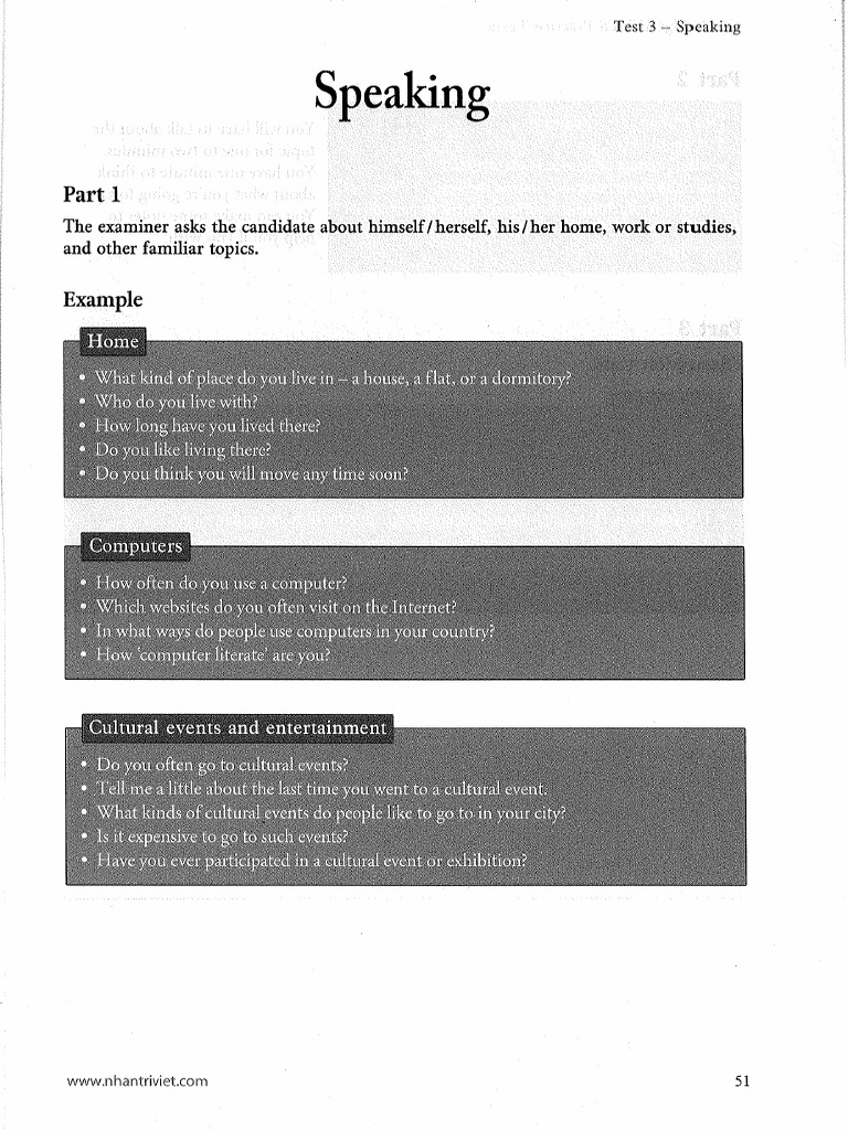 Speaking PT Test 3 | PDF