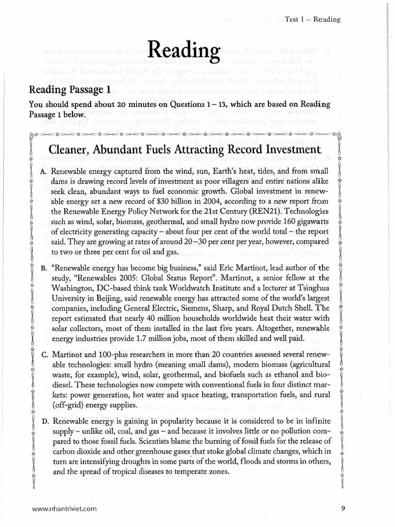 Reading PT Test 1 | PDF