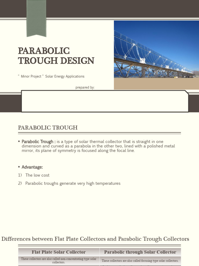 Parabolic Trough Design SP PROJECT | PDF | Heat Transfer | Mirror
