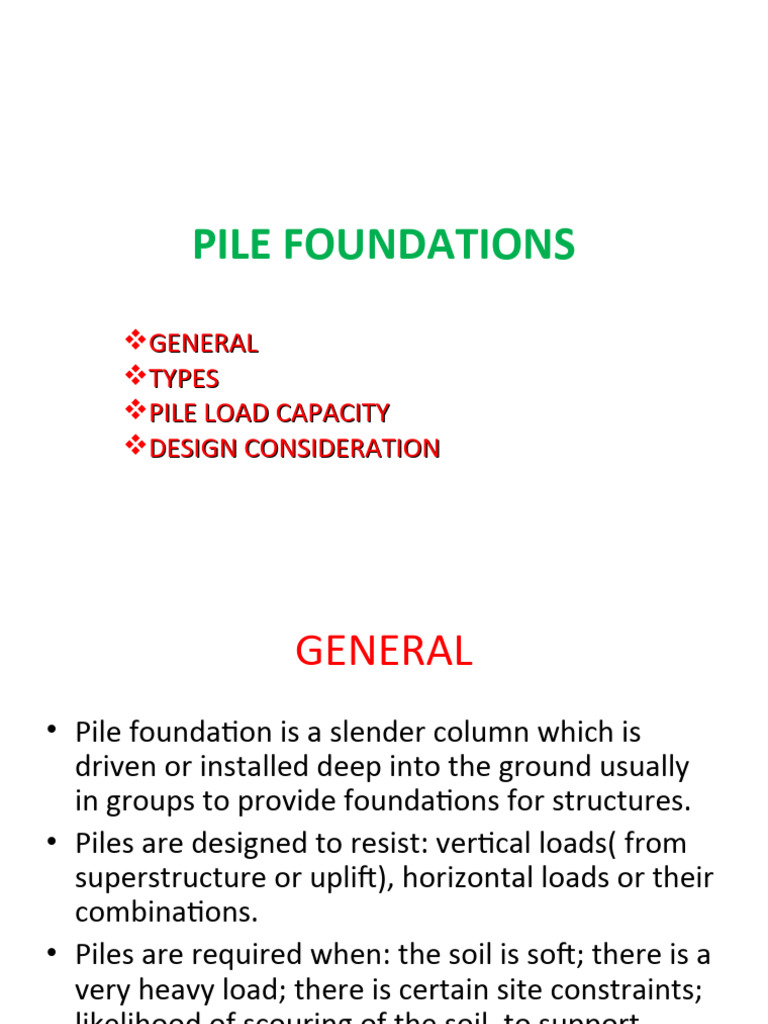 Pile Foundations: Types and Design Considerations | PDF | Deep ...
