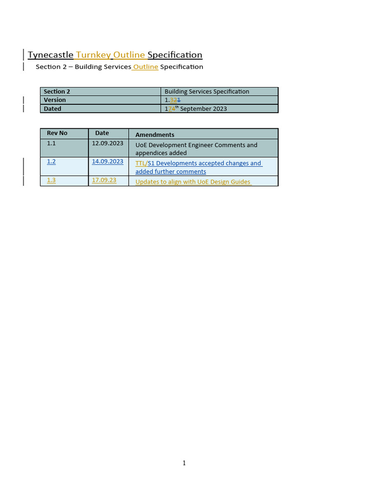 Tynecastle Specification - Section 2 Building Services Specification V1.3 | PDF | Specification ...