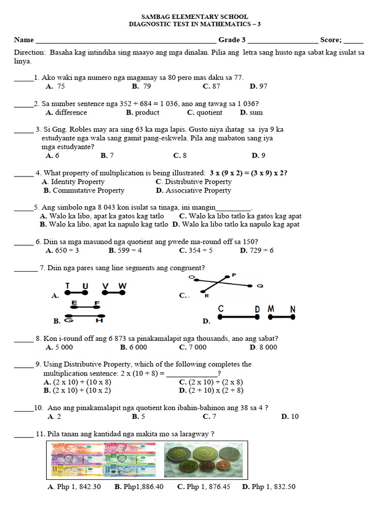 Math Diagnostic Test 2023 | PDF