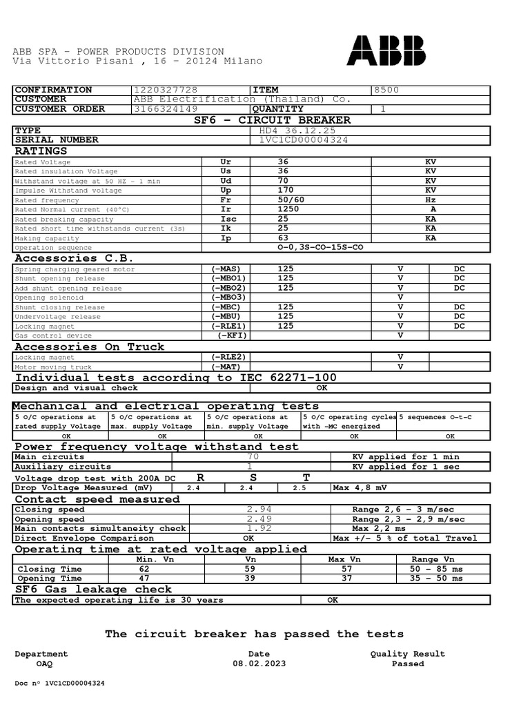 1.5 GCB Panel 1-Tak Bai | PDF | Voltage | Electric Motor
