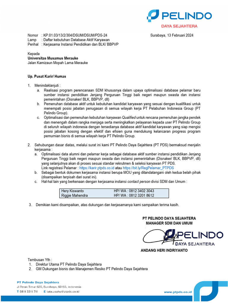 Kerjasama Universitas Musamus dan PT PDS | PDF