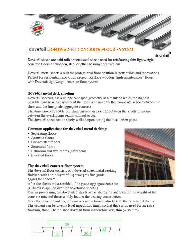 DOVETAIL LIGHTWEIGHT CONCRETE FLOOR SYSTEM General Info | PDF ...