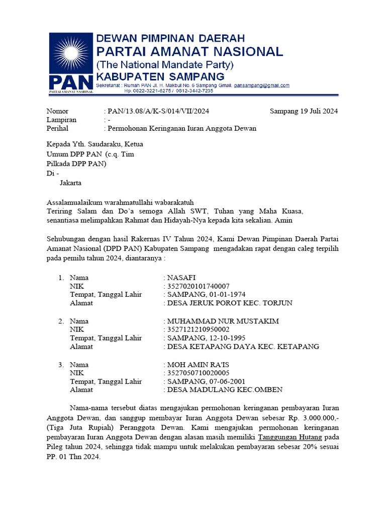 Contoh Formulir Permohonan Pengurangan BPHTB | PDF