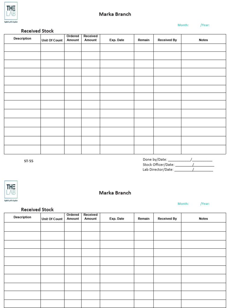 Marka Branch Stock Receipt Log | PDF