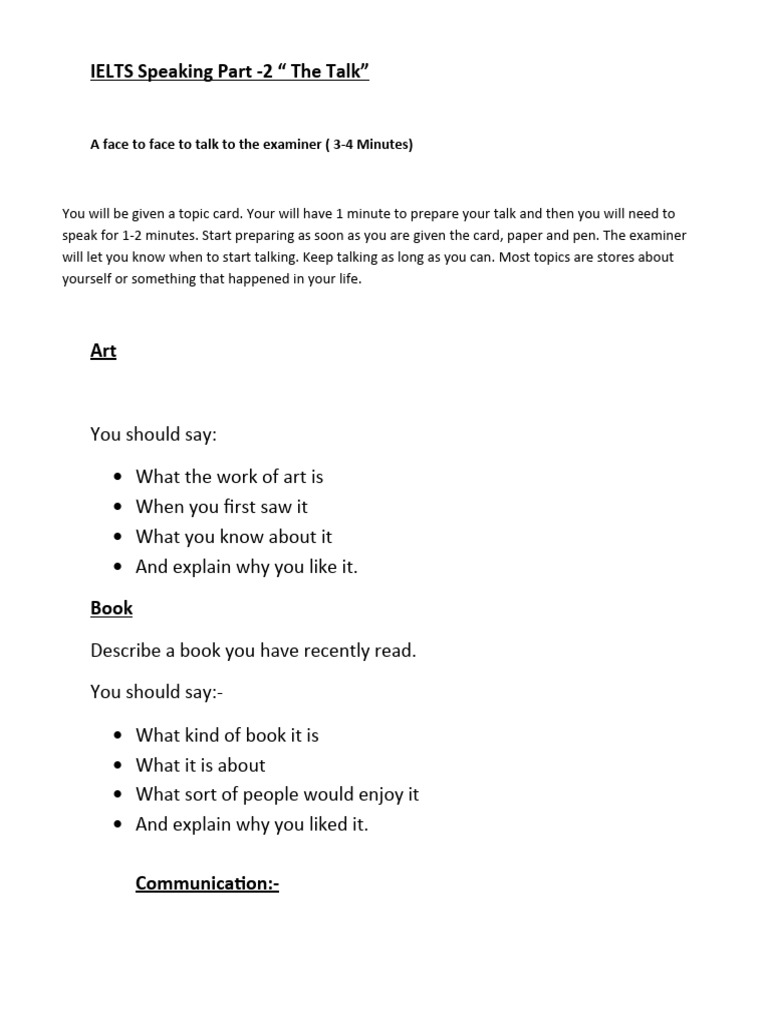 IELTS Speaking Part - 2 | PDF