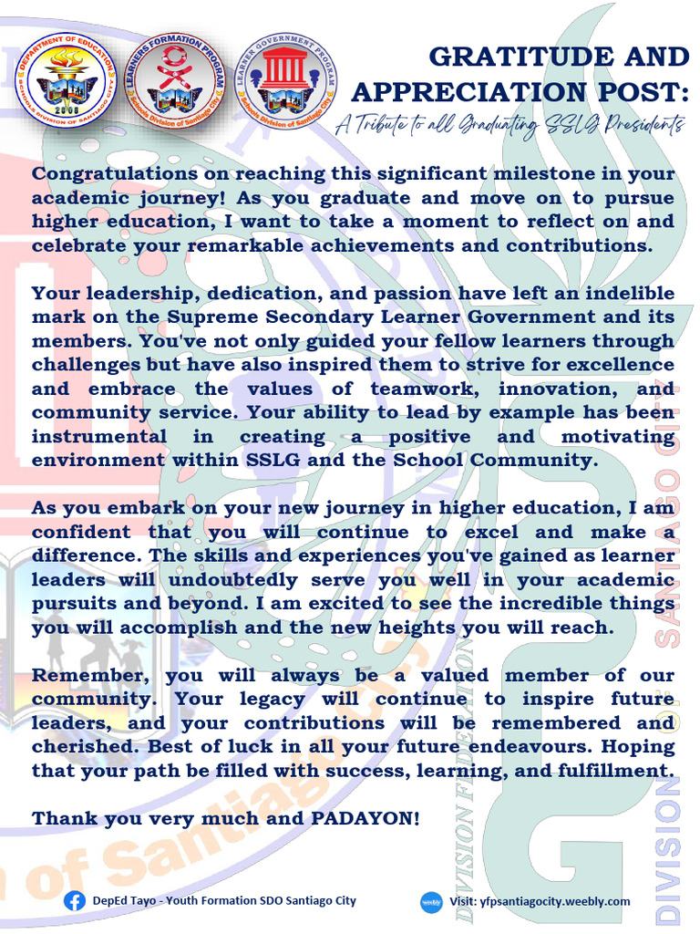 POSTER TEMPLATE FOR BB - Tribute To Graduating SSLG Presidents | PDF ...