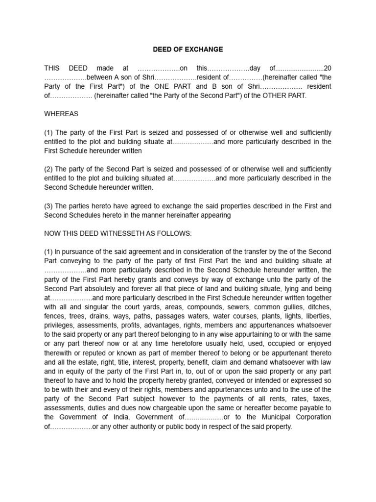 Deed of Exchange | PDF | Mortgage Law | Justice