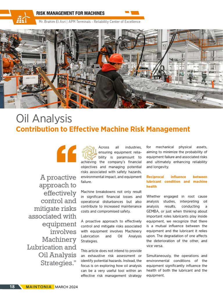 Oil Analysis Contribution To Machine Risk Management 1712228891 | PDF ...