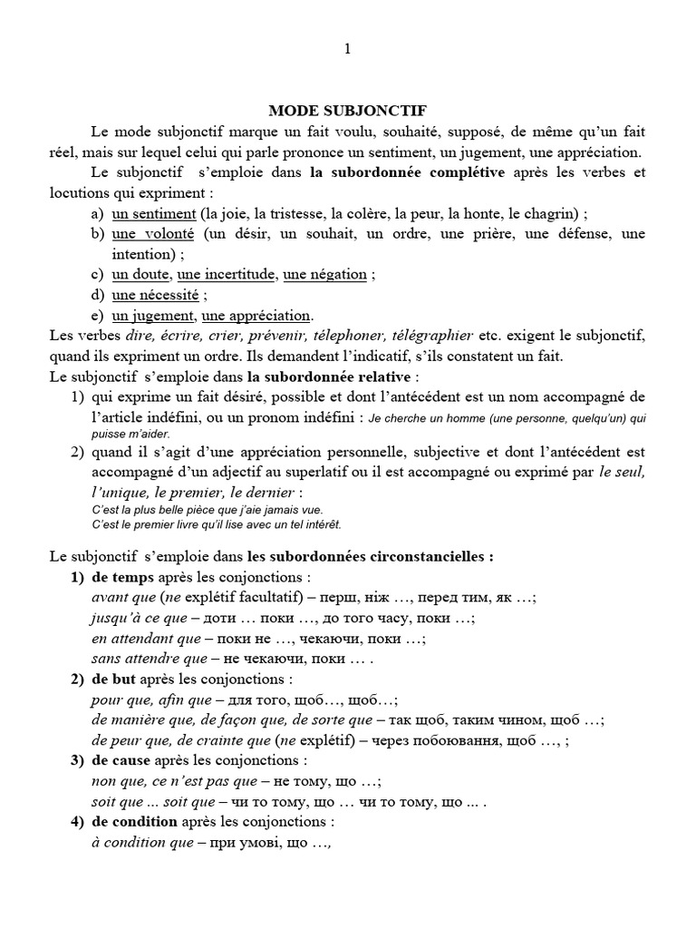 Mode Subjonctif | PDF