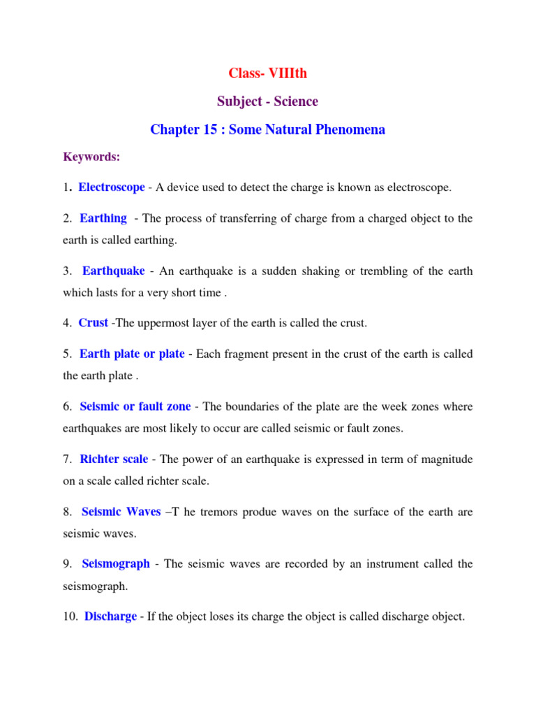 Class 8 Science Lesson 15 | PDF | Earthquakes | Lightning