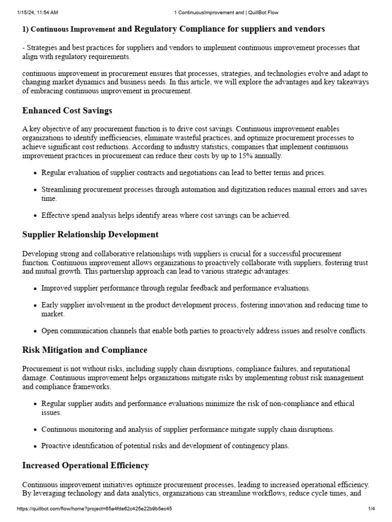 1 ContinuousImprovement and - QuillBot Flow | PDF | Supply Chain ...