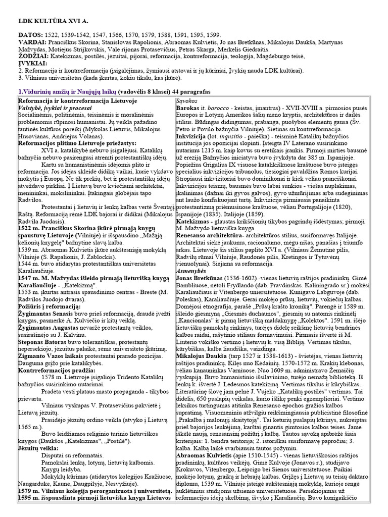16 LDK Reformacija Kontrreformacija | PDF
