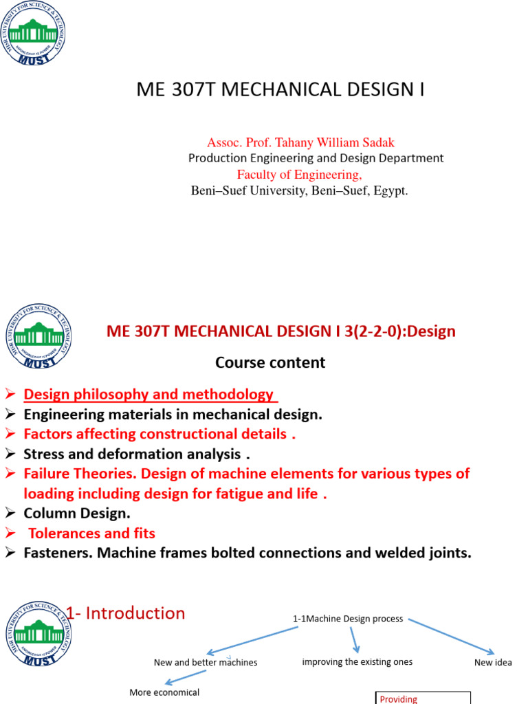 Mechanical Design Course Overview | PDF | Force | Torque