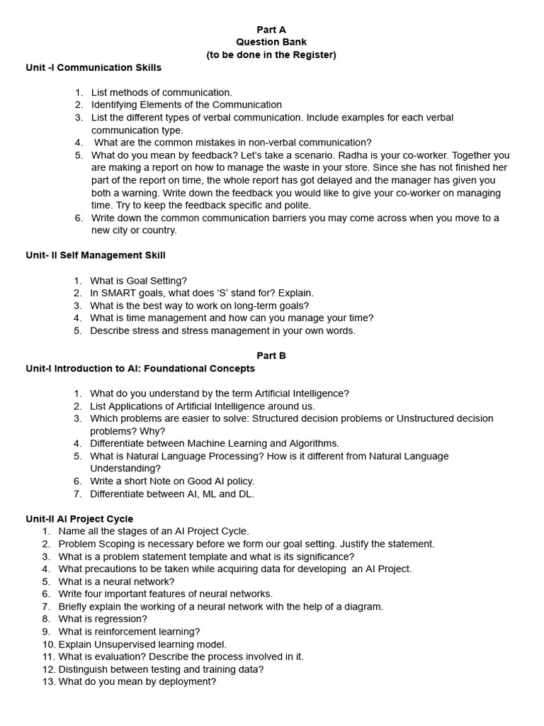 Class X AI Question Bank | PDF | Artificial Intelligence | Intelligence ...