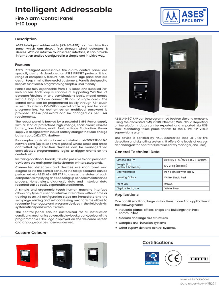 1-Intelligent Addressable FAP Data Sheet | PDF | Computer Network ...