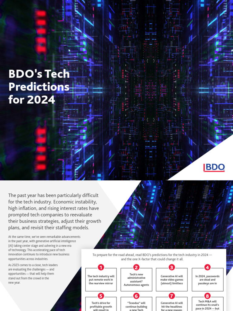 BDO - Tech Predictions 2024 | PDF | Cost Of Living | Computer Security