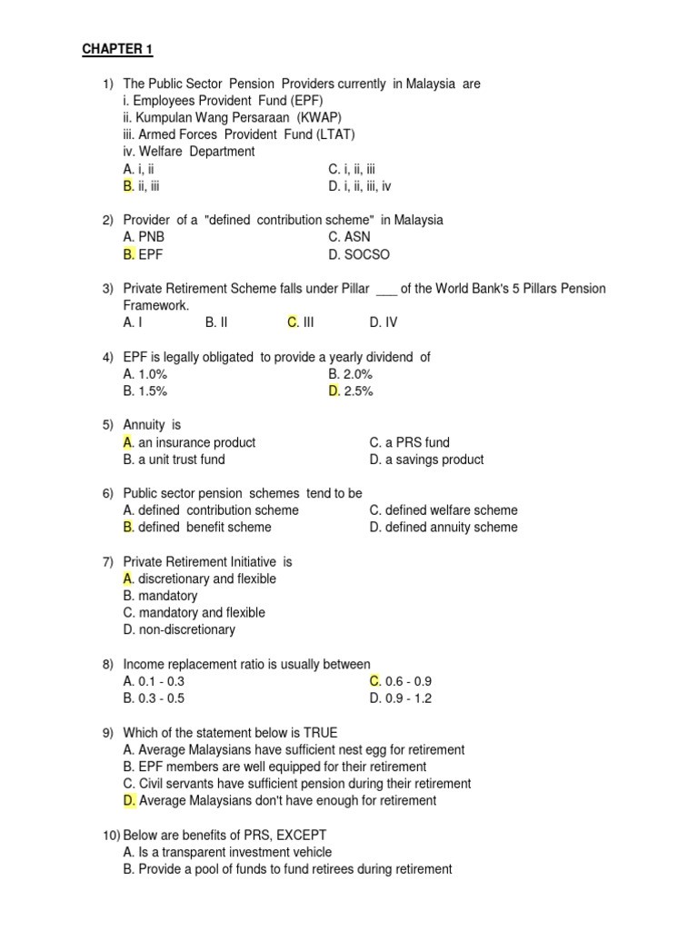 PRS Sample Questions | PDF | Investing | Pension