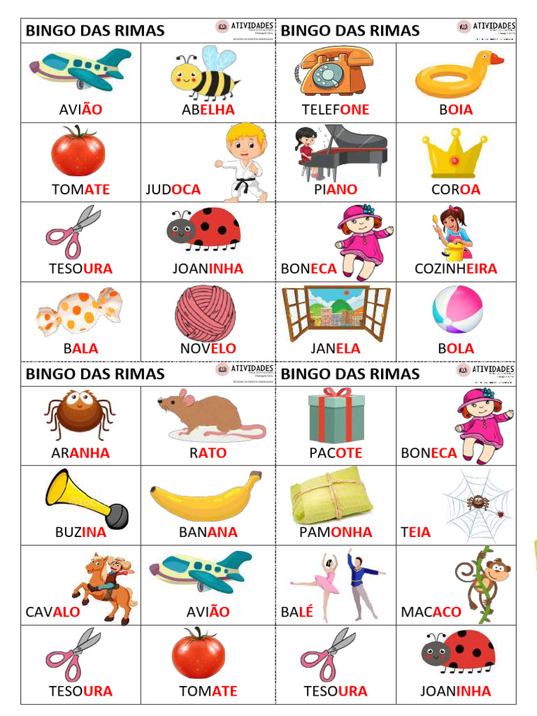 Bingo Das Rimas Cartelas | PDF